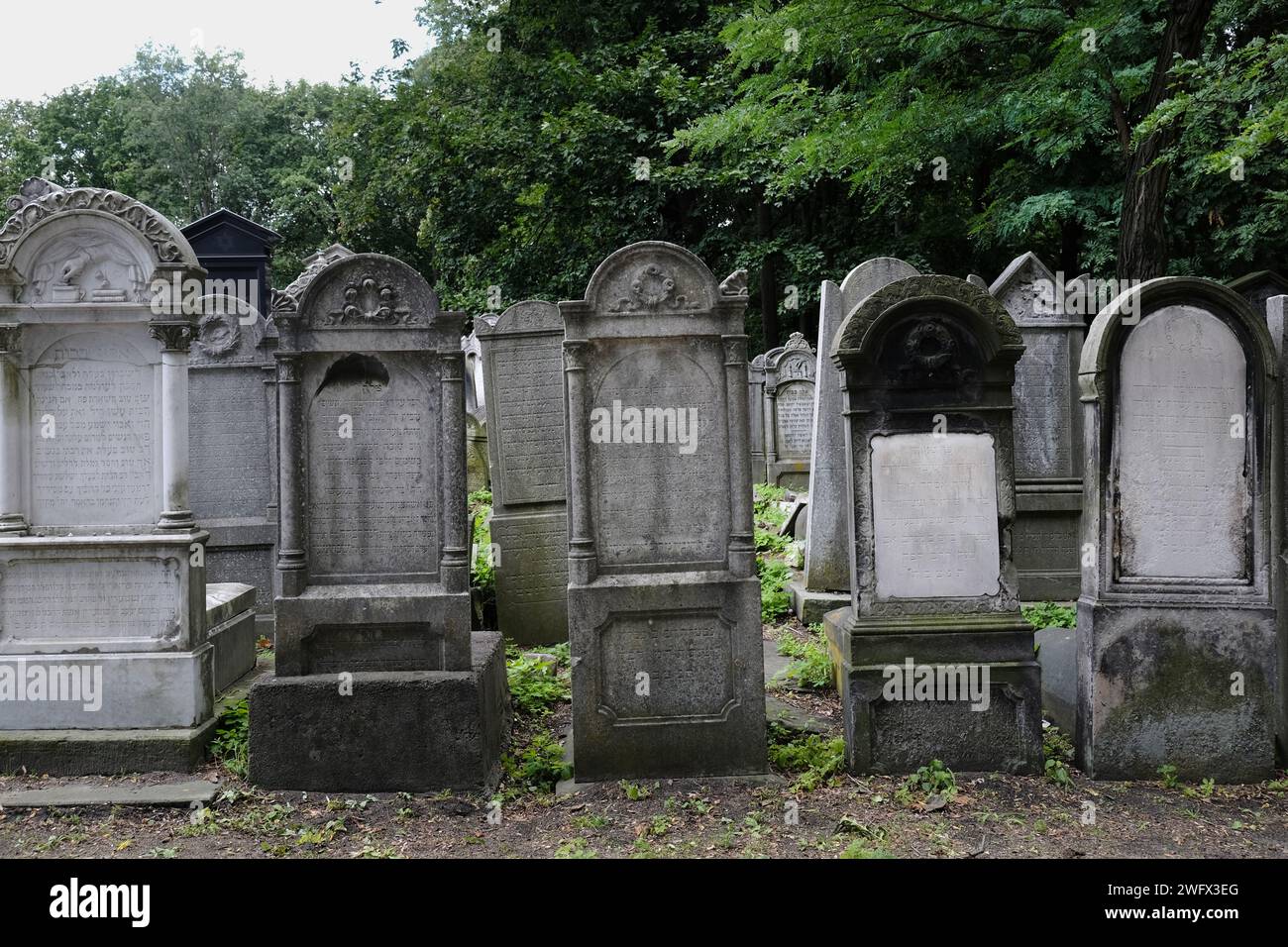 Warsaw, Poland - August 7, 2023. Graves and tombstones at the old ...