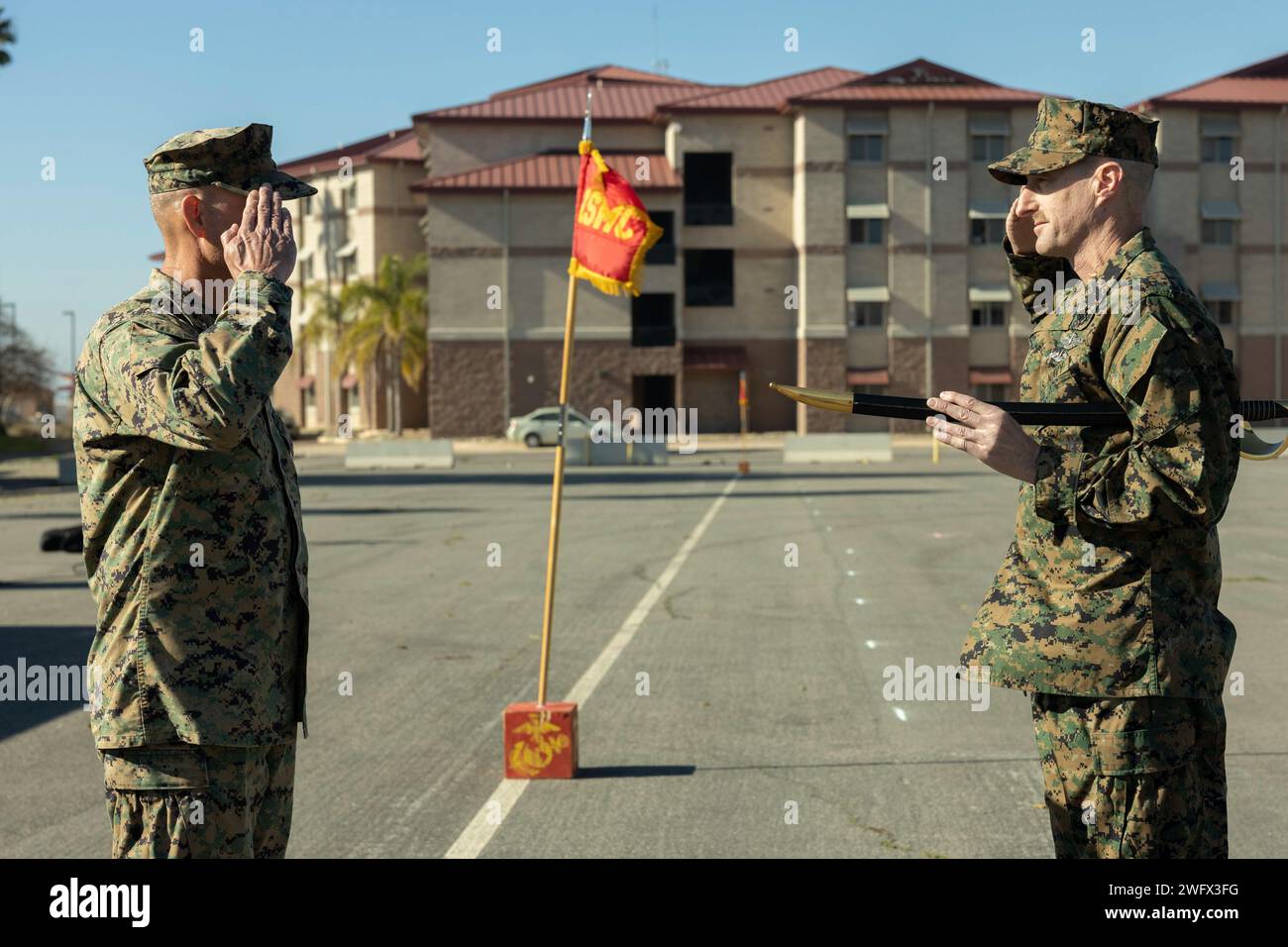 U.S. Marine Corps Maj. Gen. Bradford J. Gering, left, commanding ...