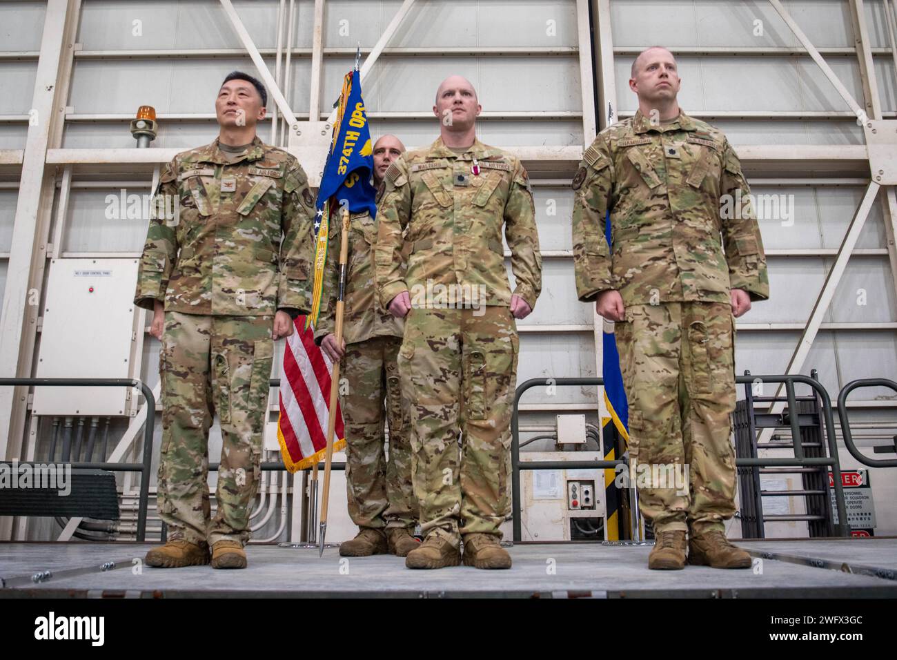 From left, U.S. Air Force Col. Jun Oh, 374th Operations Group commander ...