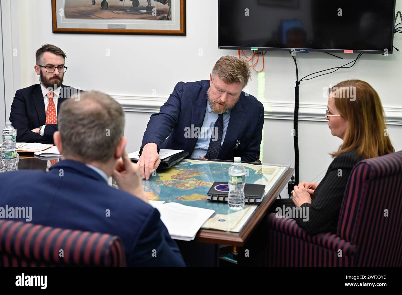 Iceland Chief of Defence Jónas Allansson points to a map during a ...