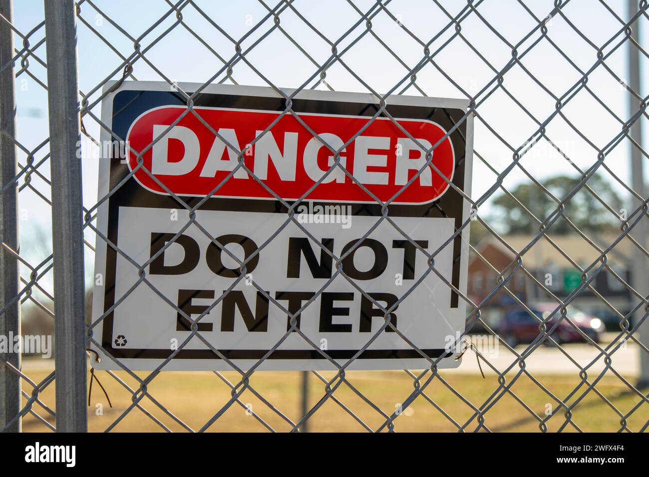 Hanging sign chain danger hi-res stock photography and images - Alamy