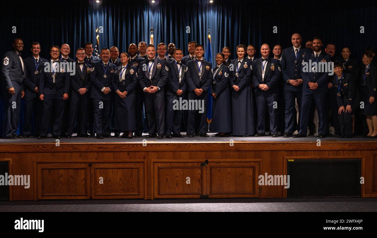 Future and current master sergeants stand together for a group photo ...