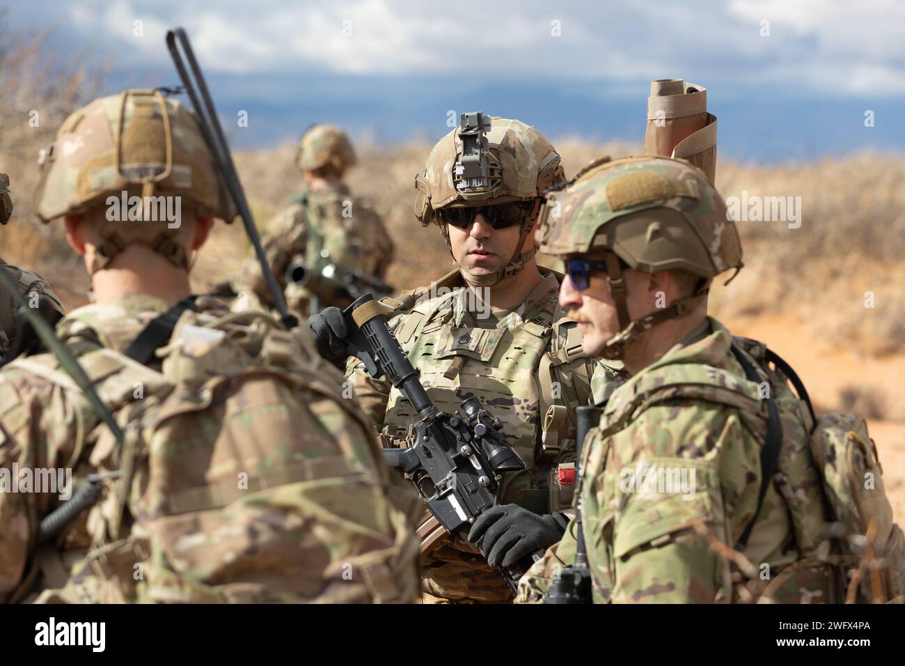 U.S. Soldiers with Bravo Company, 1st Battalion, 112th Infantry Regiment, 56th Stryker Brigade ...