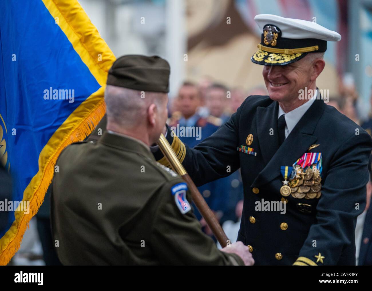 Vice Adm. Daniel Dwyer passes the Joint Force Command Norfolk command ...