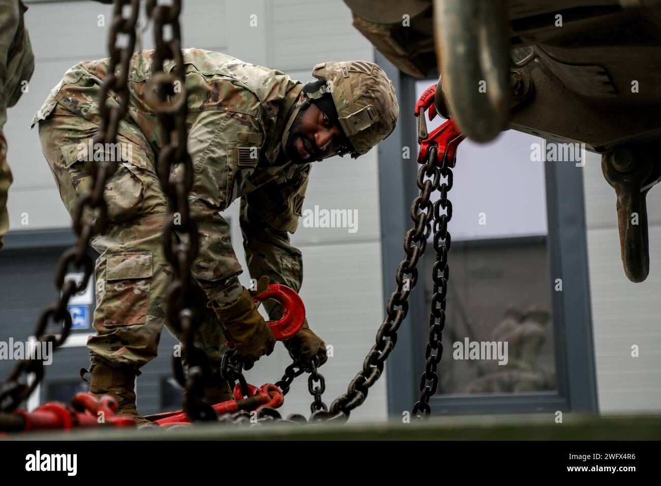U.S. Army Staff Sgt. Lee Williams, a motor transport operator assigned ...