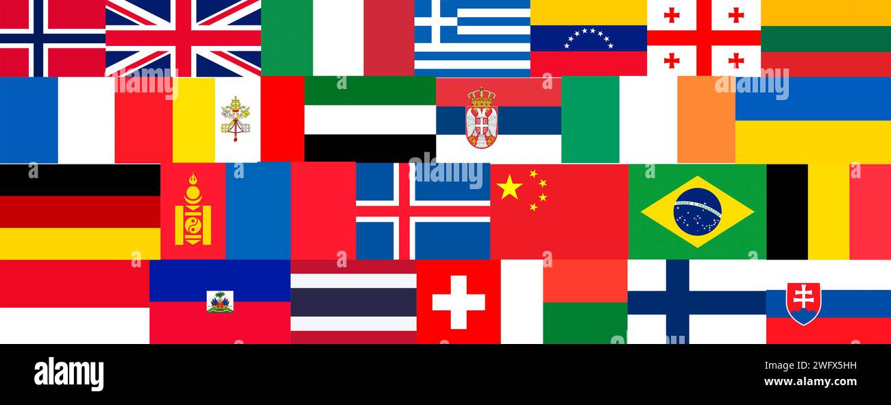 Set of national flags of countries of the world. Flags set illustration ...