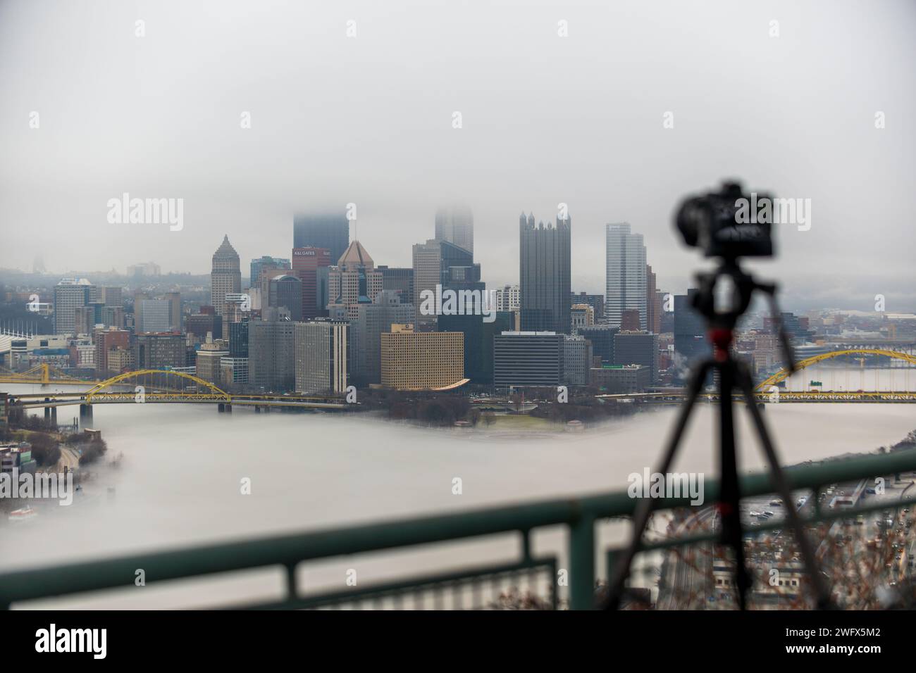 A camera captures a timelapse video of Pittsburgh’s foggy landscape ...
