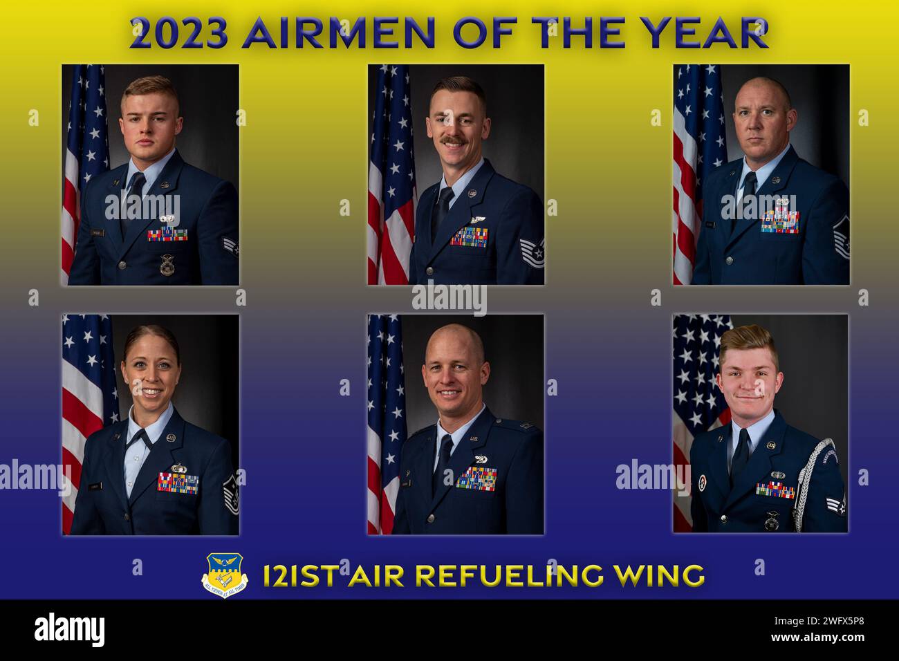 The 121st Air Refueling Wing Outstanding Airmen of the Year are Senior Airman Gavin Woken ...