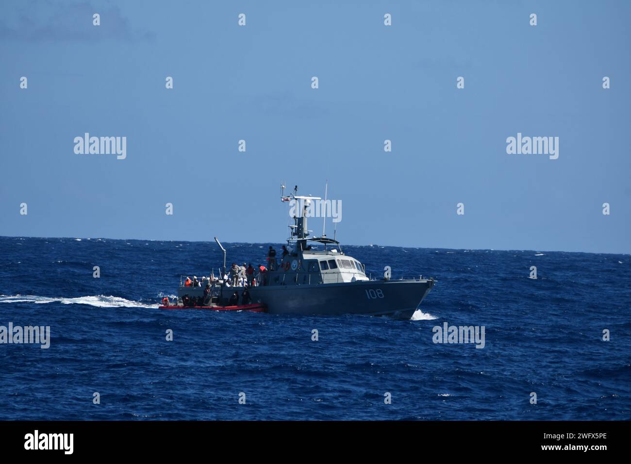 Coast Guard Cutter Joseph Napier’s small boat rendezvous with a ...