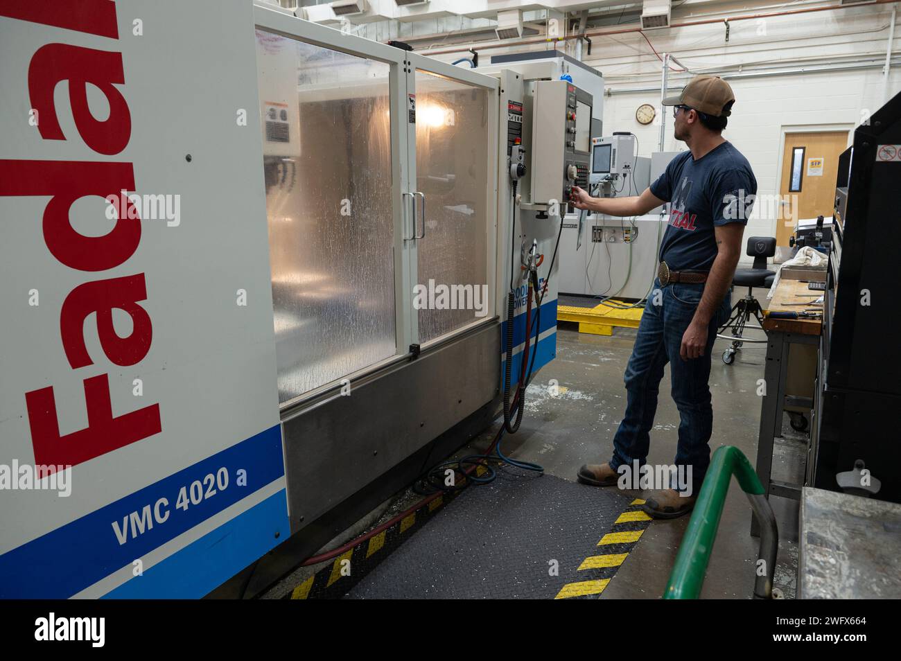 Richard Schnell, 846th Test Squadron machine tool operator, operates a ...