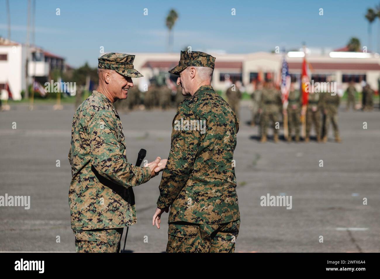 U.S. Marine Corps Maj. Gen. Bradford J. Gering, left, commanding ...
