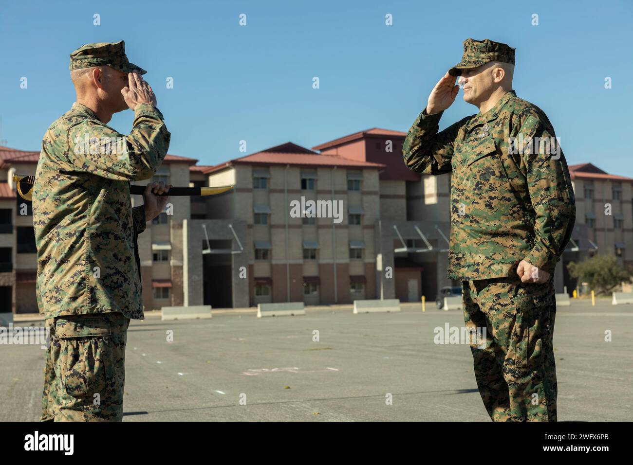 U.S. Marine Corps Maj. Gen. Bradford J. Gering, left, commanding ...