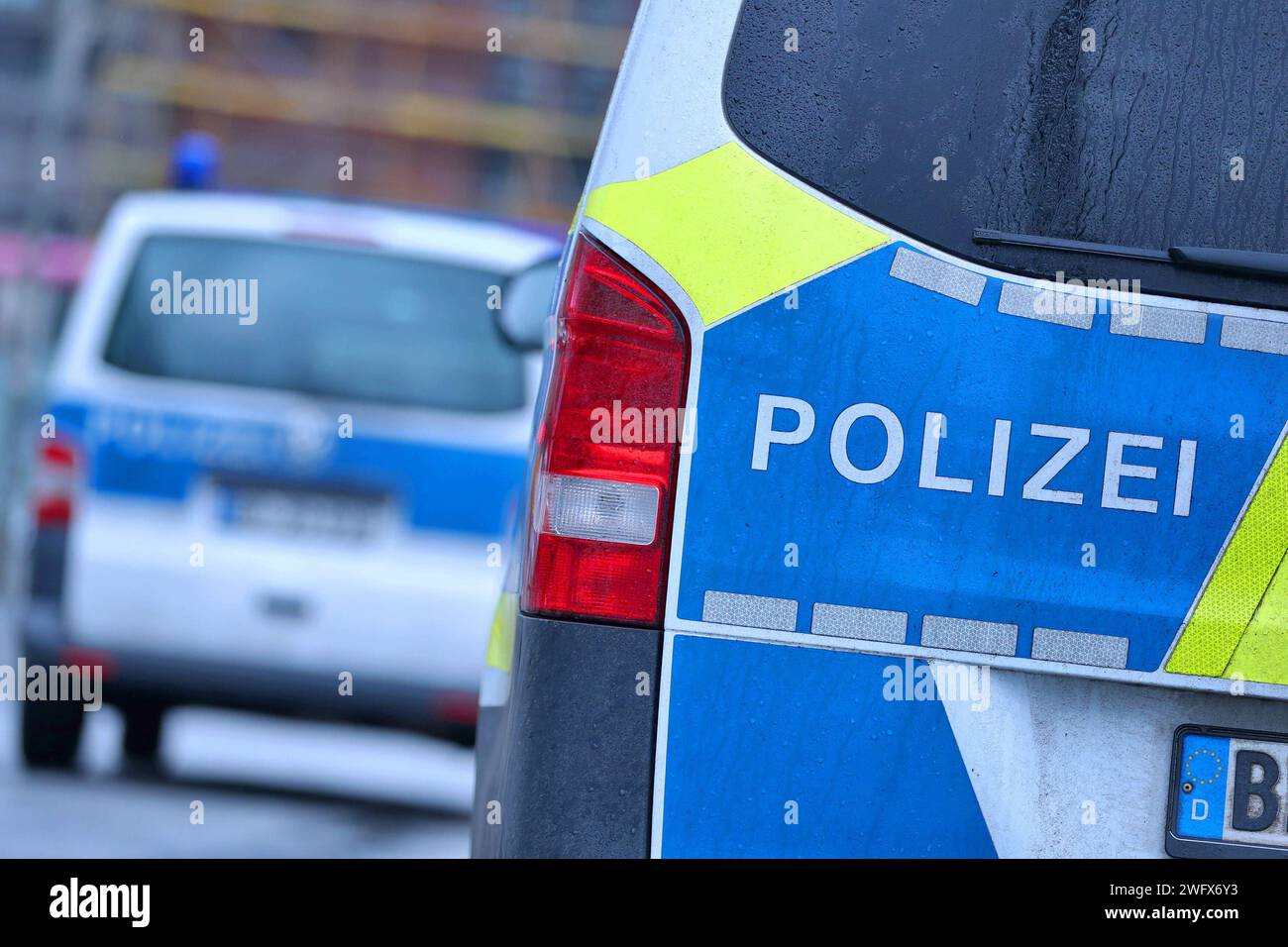15.01.2024, Berlin, Polizeieinsatz Schriftzug in Nahaufnahme. Berlin ...
