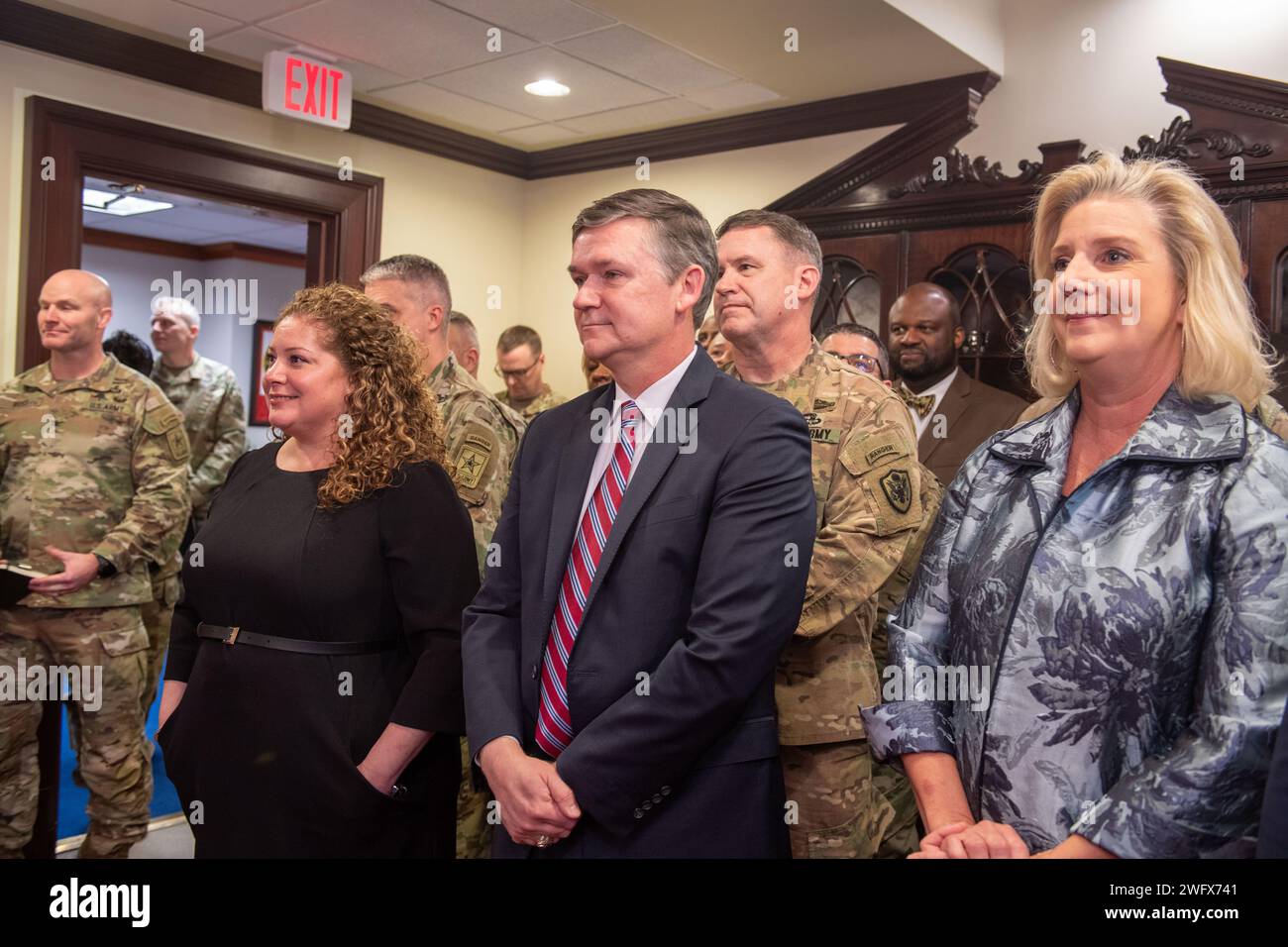 Secretary of the U.S. Army Christine E. Wormuth, right, accompanied by ...