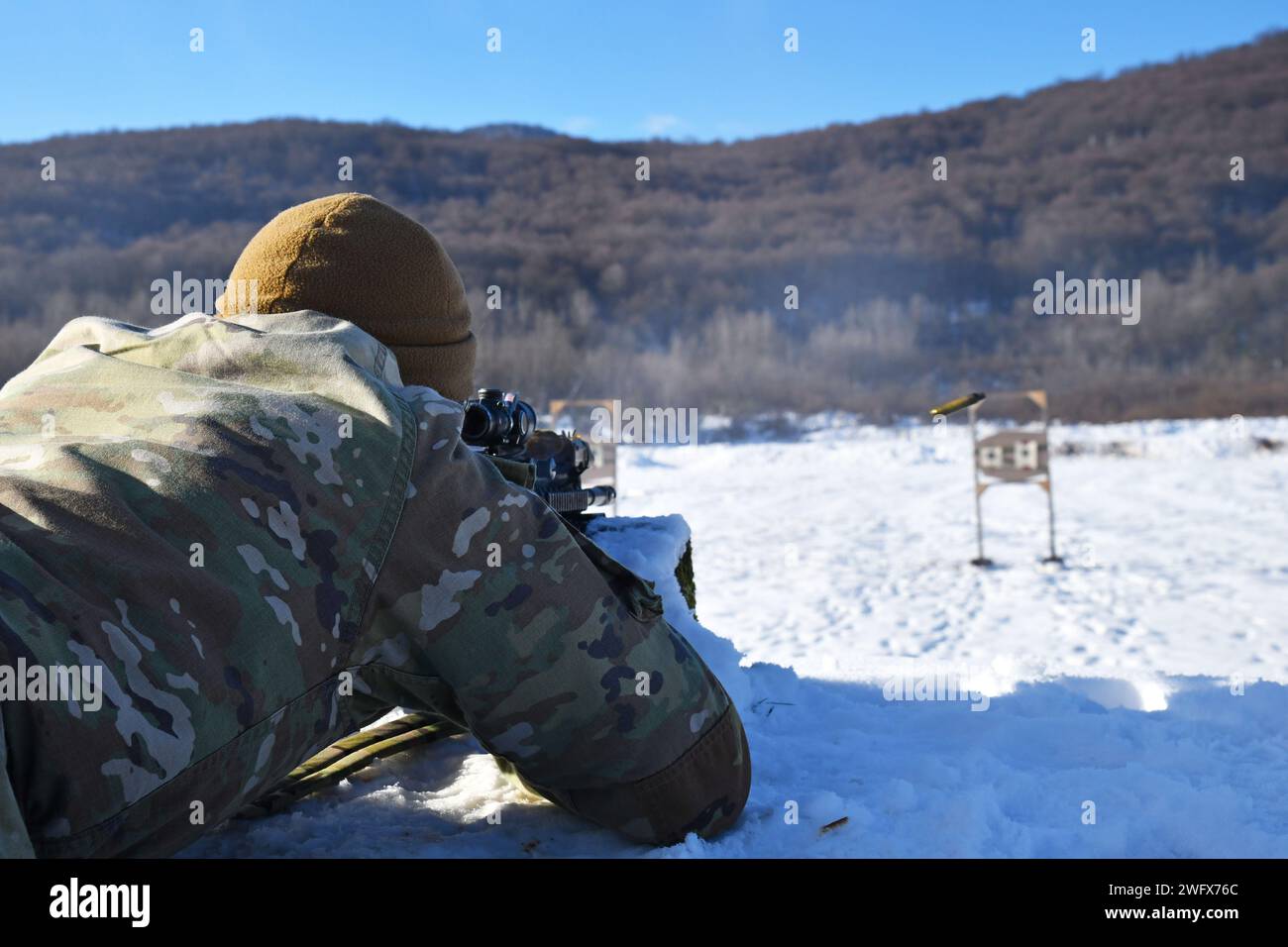 A U. S. Army paratrooper assigned to the 54th Brigade Engineer ...