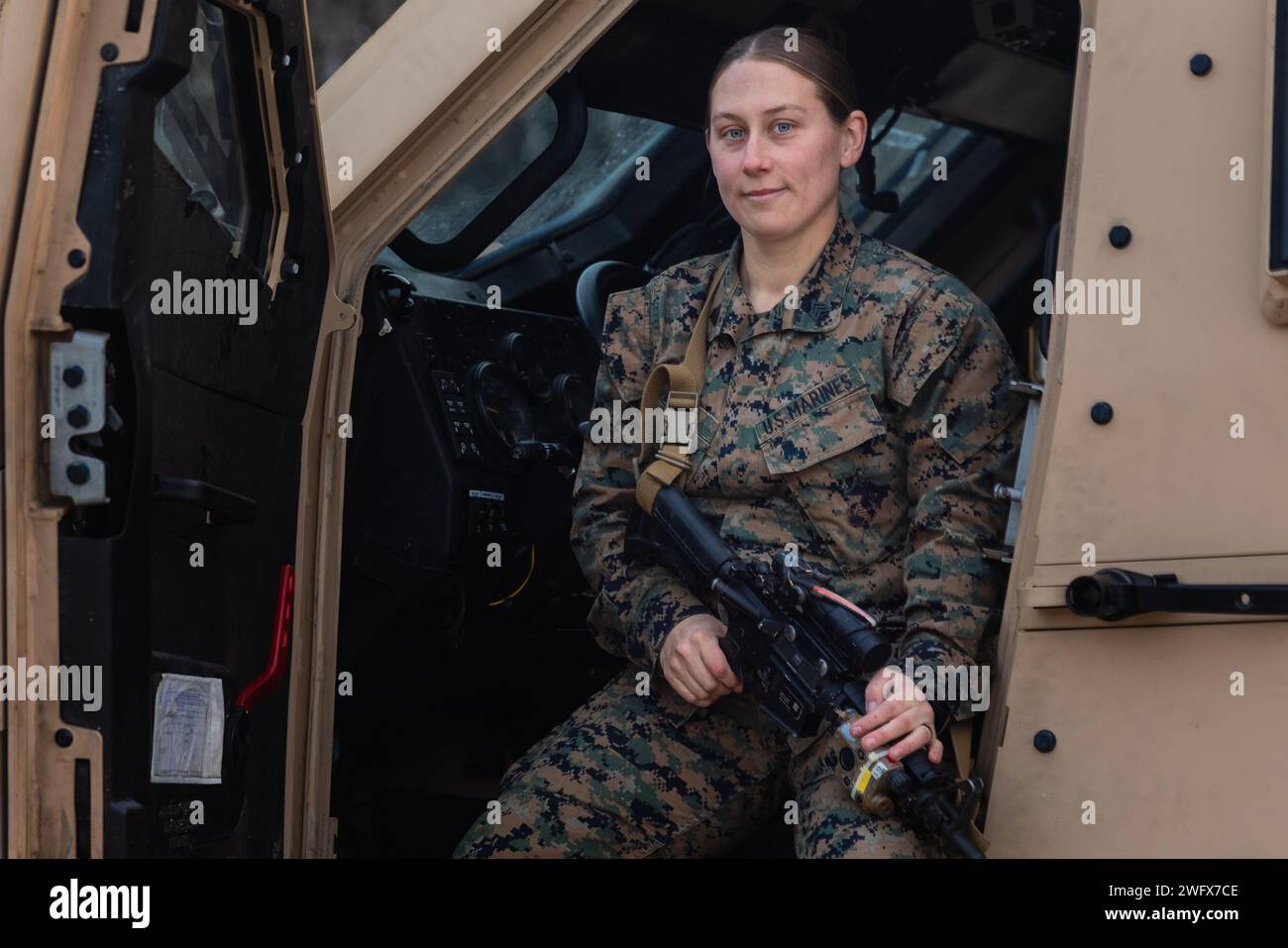 U.S. Marine Corps Sgt. Amber Tatum, a motor vehicle operator with ...