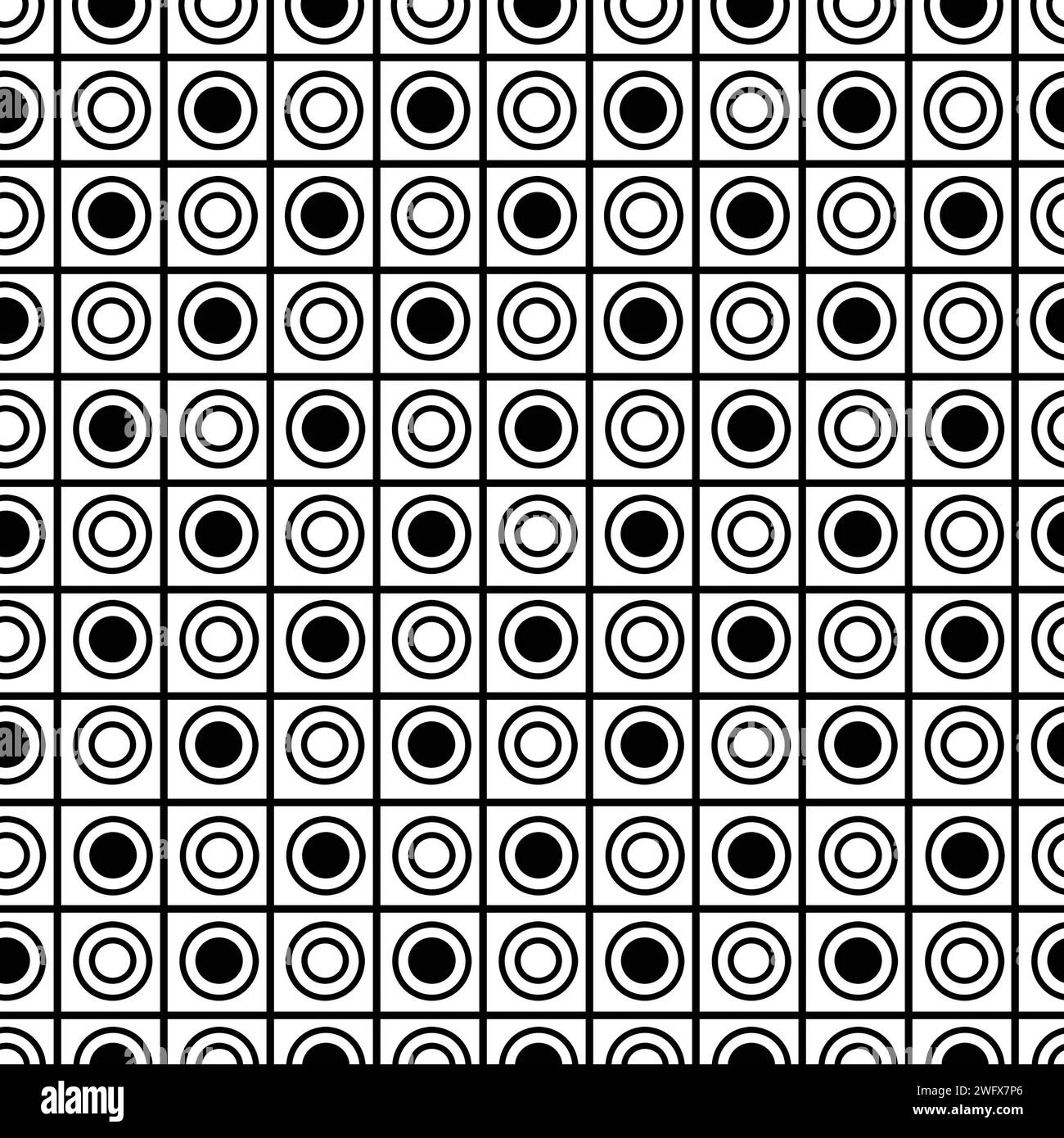 Monochrome pattern. Black and white repeated design. Circles print ...