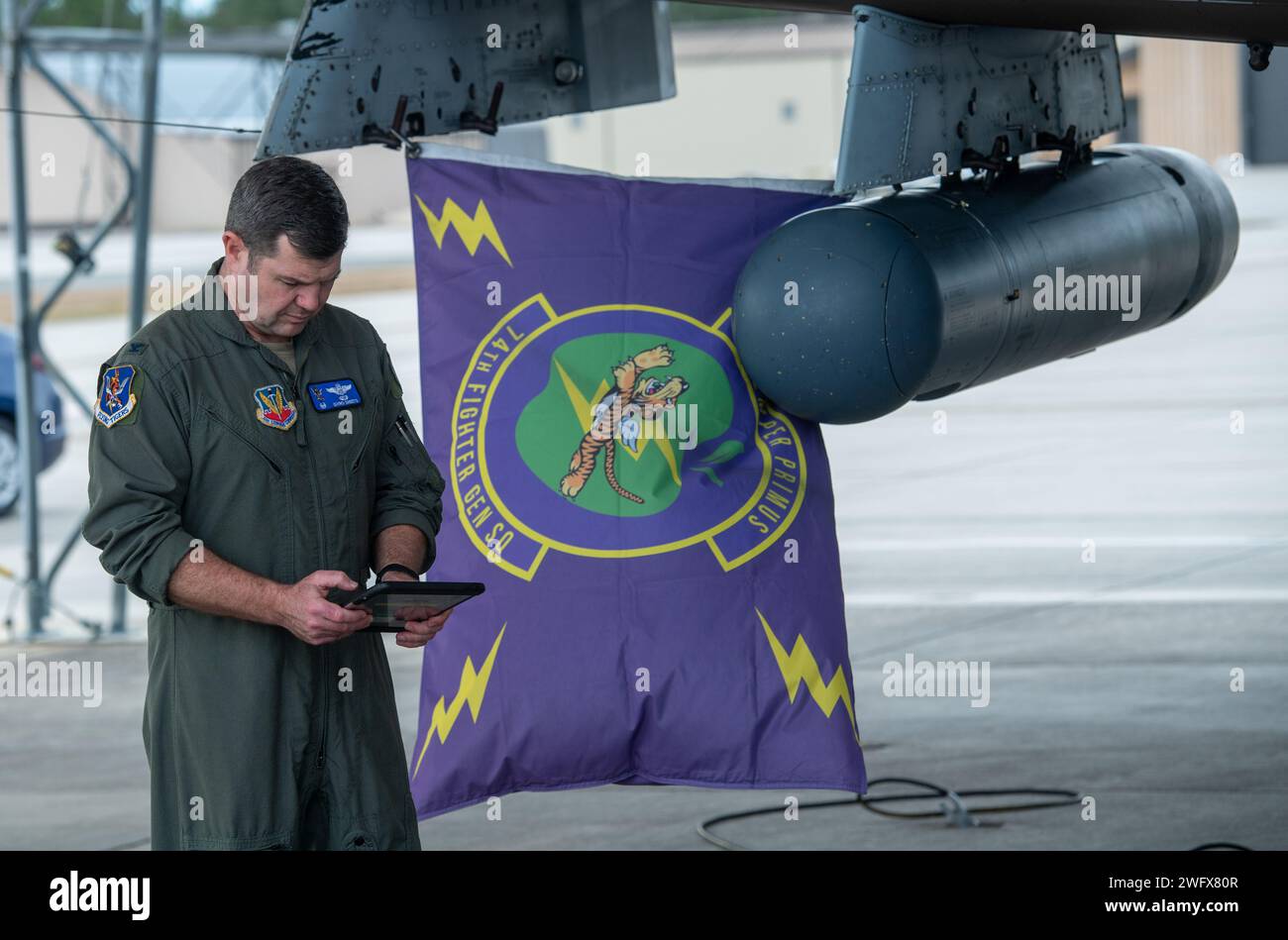 U.S. Air Force Col. Paul Sheets, 23rd Wing commander, inspects an A-10C ...