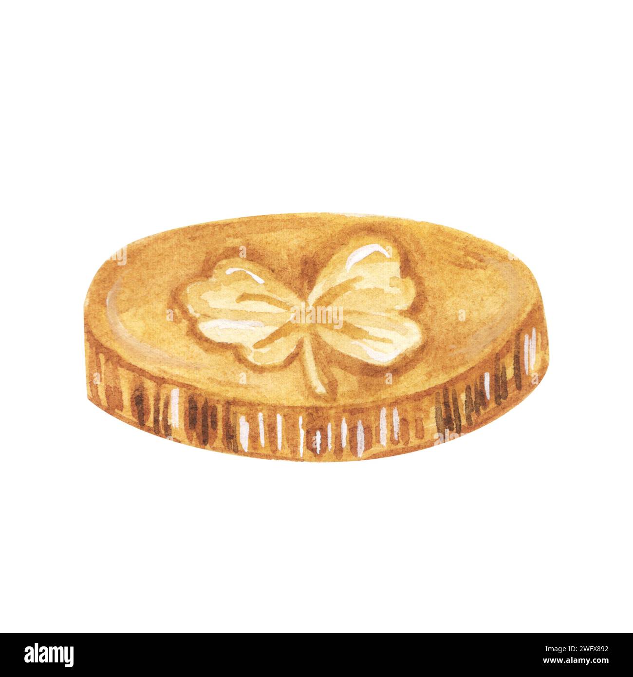 Watercolor set gold coin. Mountain of money symbols. Treasure, stacks ...