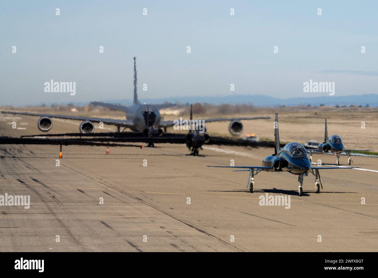 A U.S. Air Force T-38 Talon from the 1st Reconnaissance Squadron taxis ...