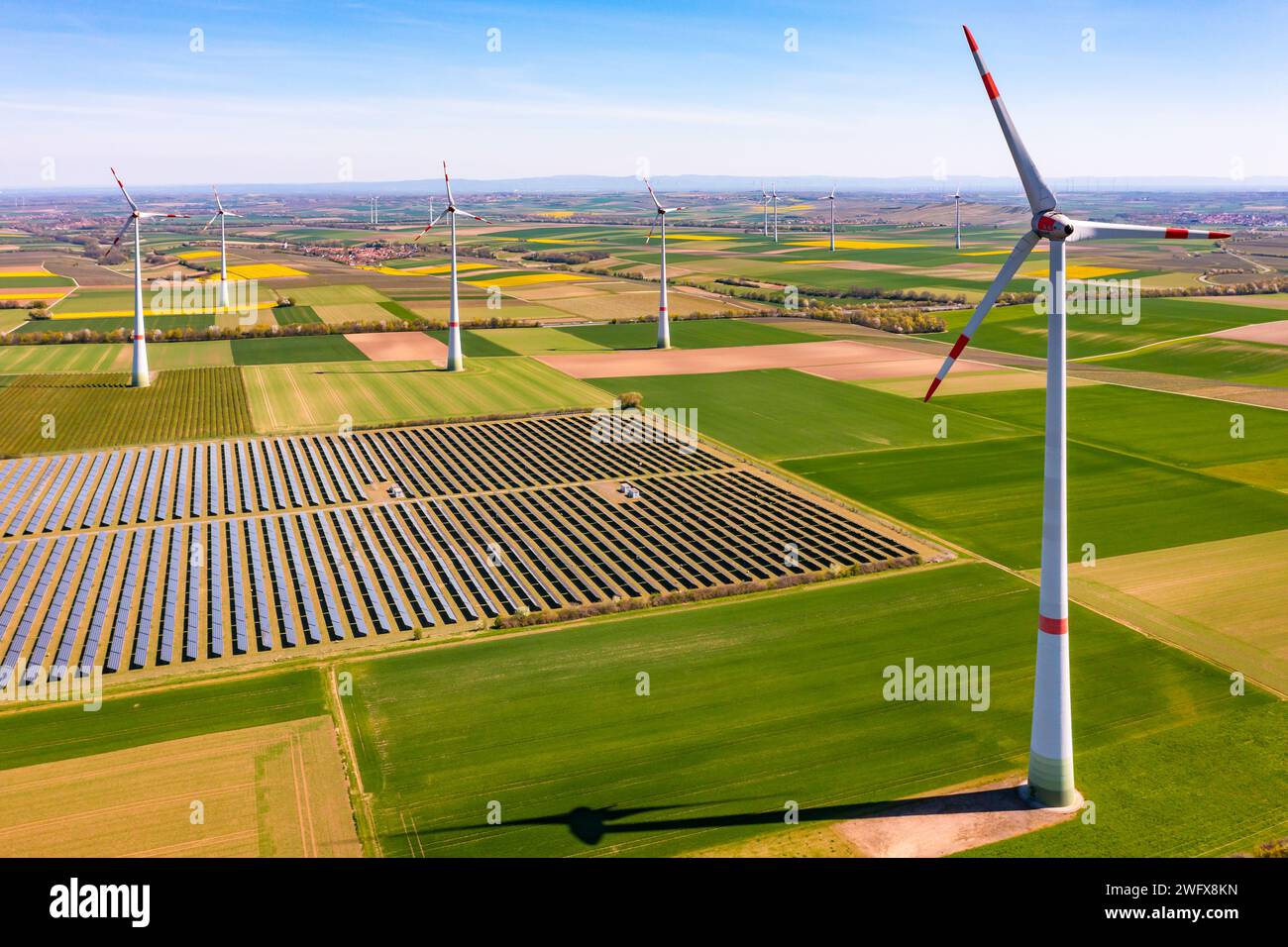 Generation of green energy in Germany by solar panels of a solar park ...