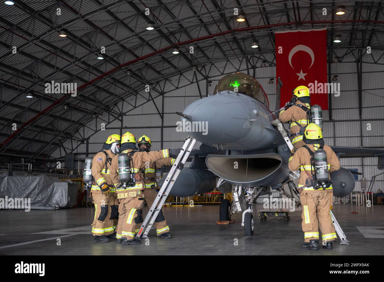 Firefighters assigned to the 39th Civil Engineer Squadron conduct a ...