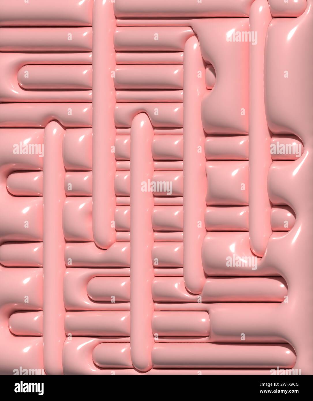 Pink background with inflated lines, 3D rendering illustration Stock ...