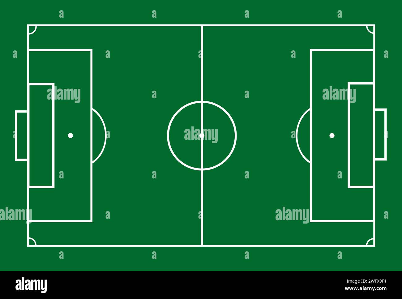 Soccer field in flat style. Football field illustration. Top view Stock ...