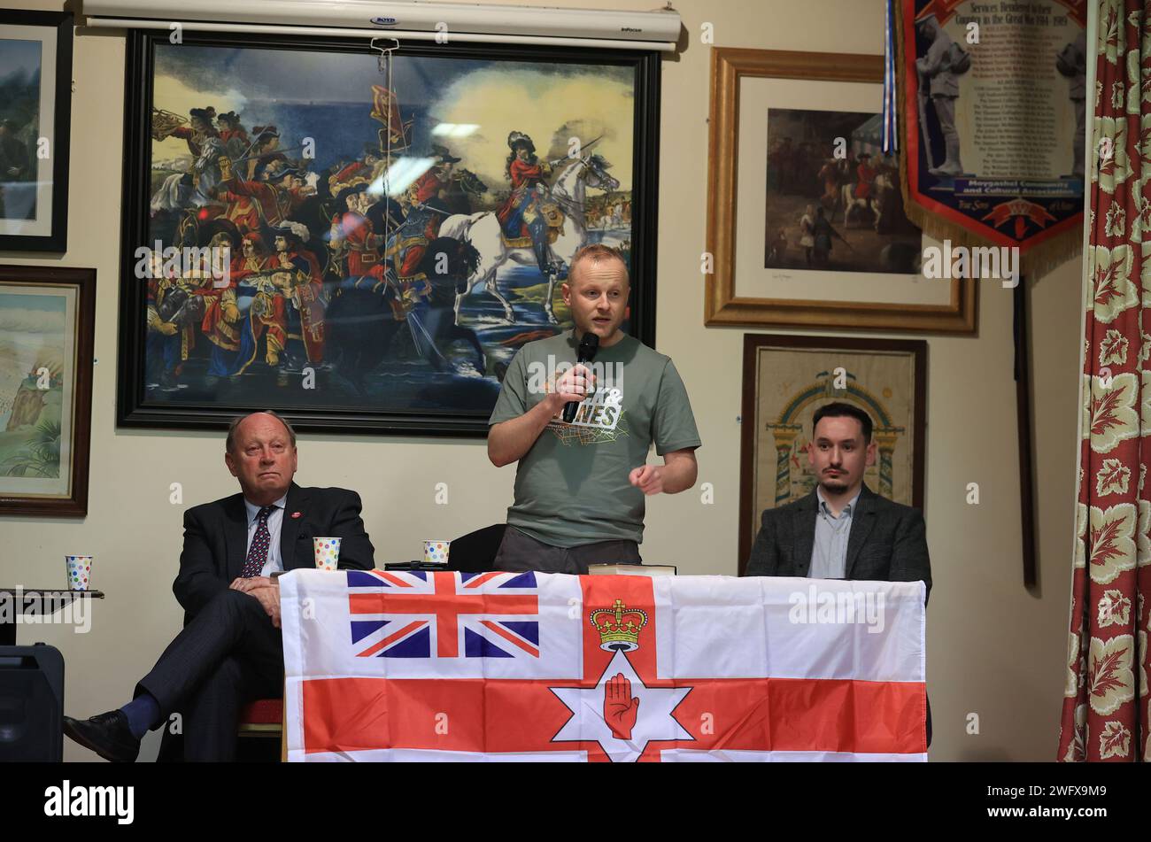 (left to right) TUV leader Jim Allister MLA, Jamie Bryson and TUV ...
