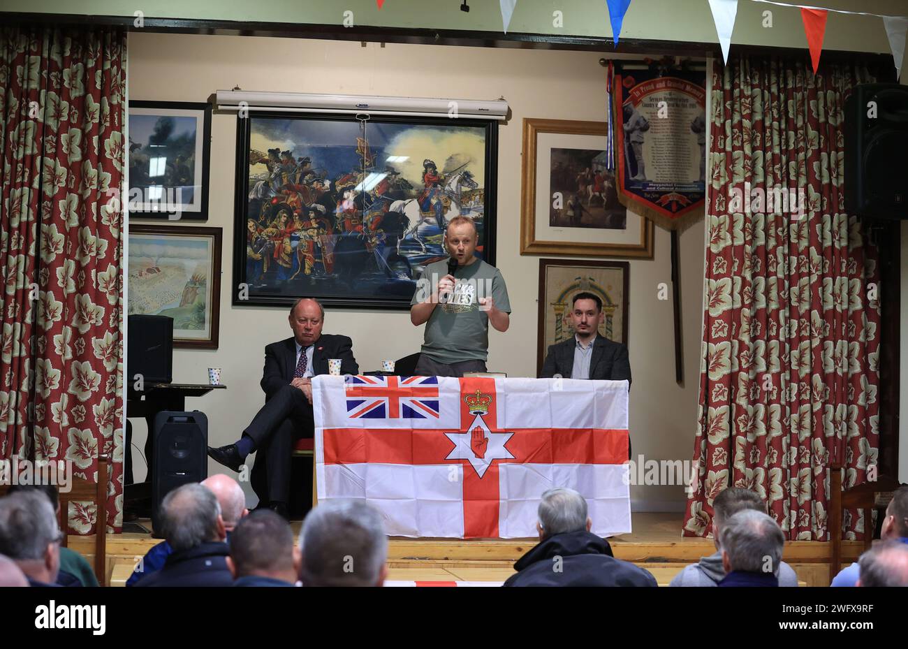 (left to right) TUV leader Jim Allister MLA, Jamie Bryson and TUV ...