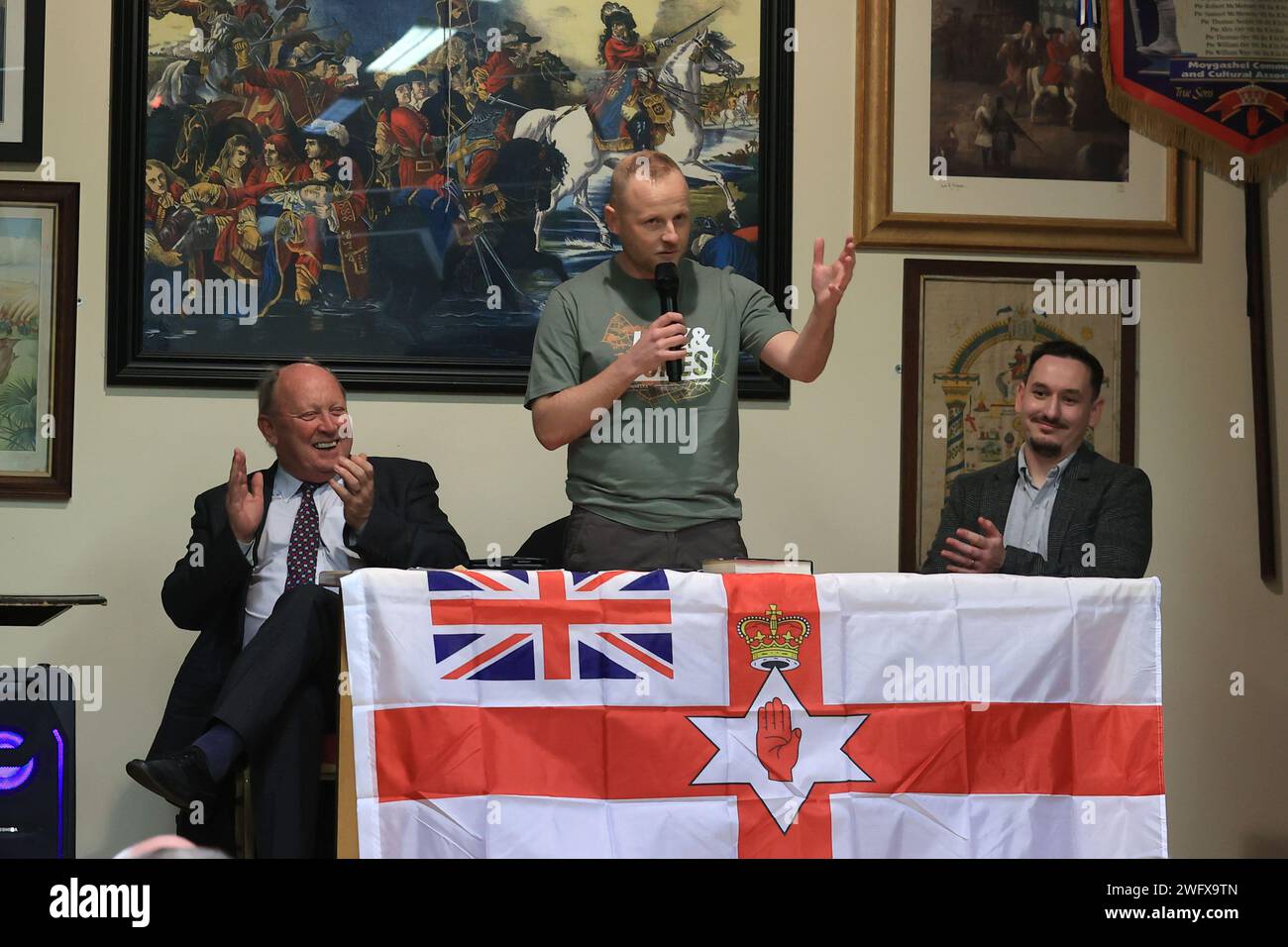 (left to right) TUV leader Jim Allister MLA, Jamie Bryson and TUV ...