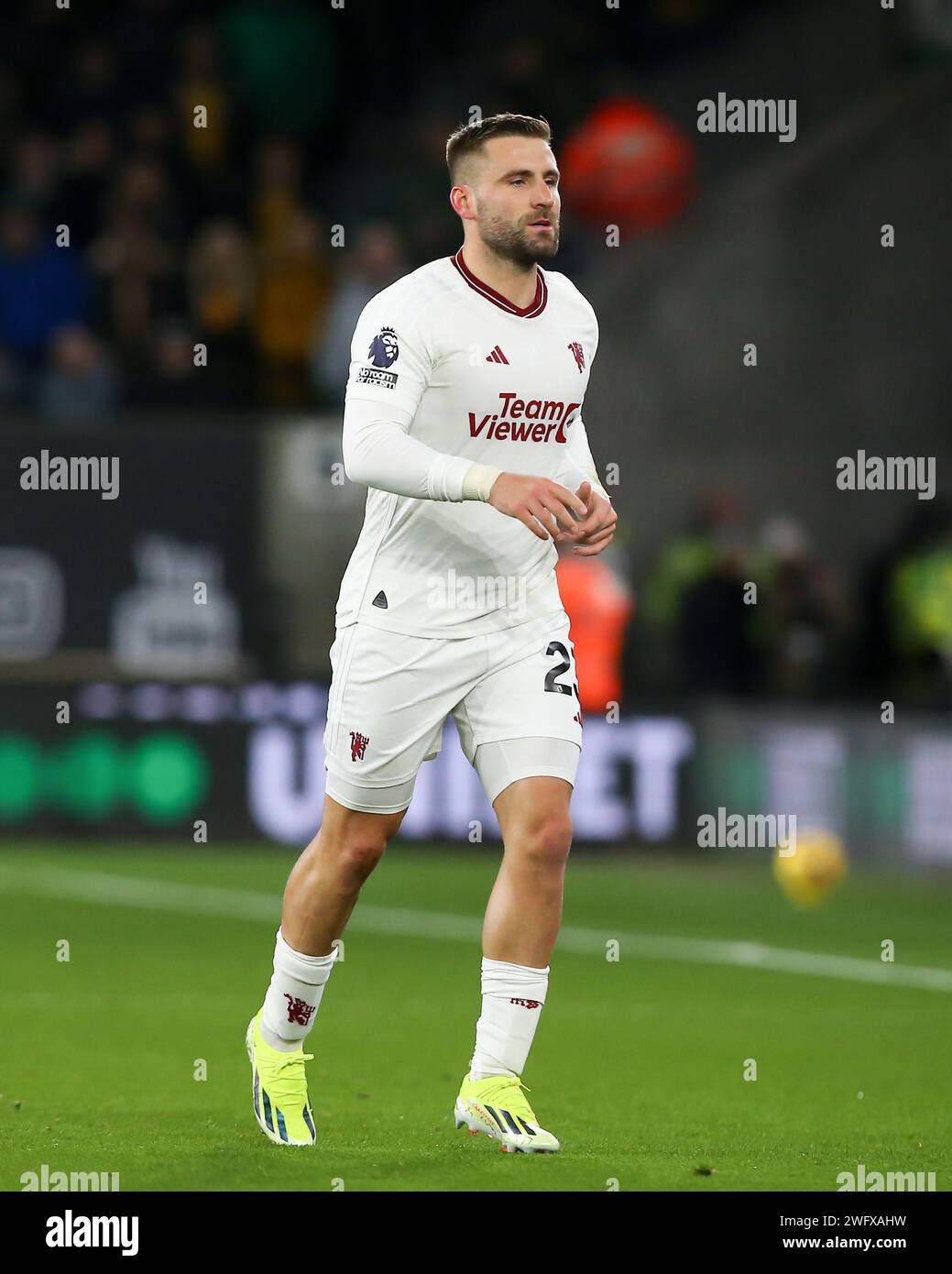 Luke Shaw of Manchester United, during the Premier League match ...
