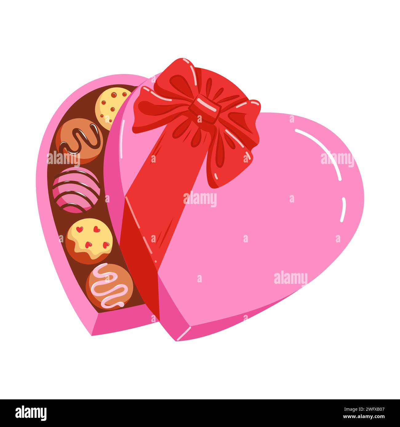 Hand drawn vector illustration of a heart shaped chocolate candy gift ...
