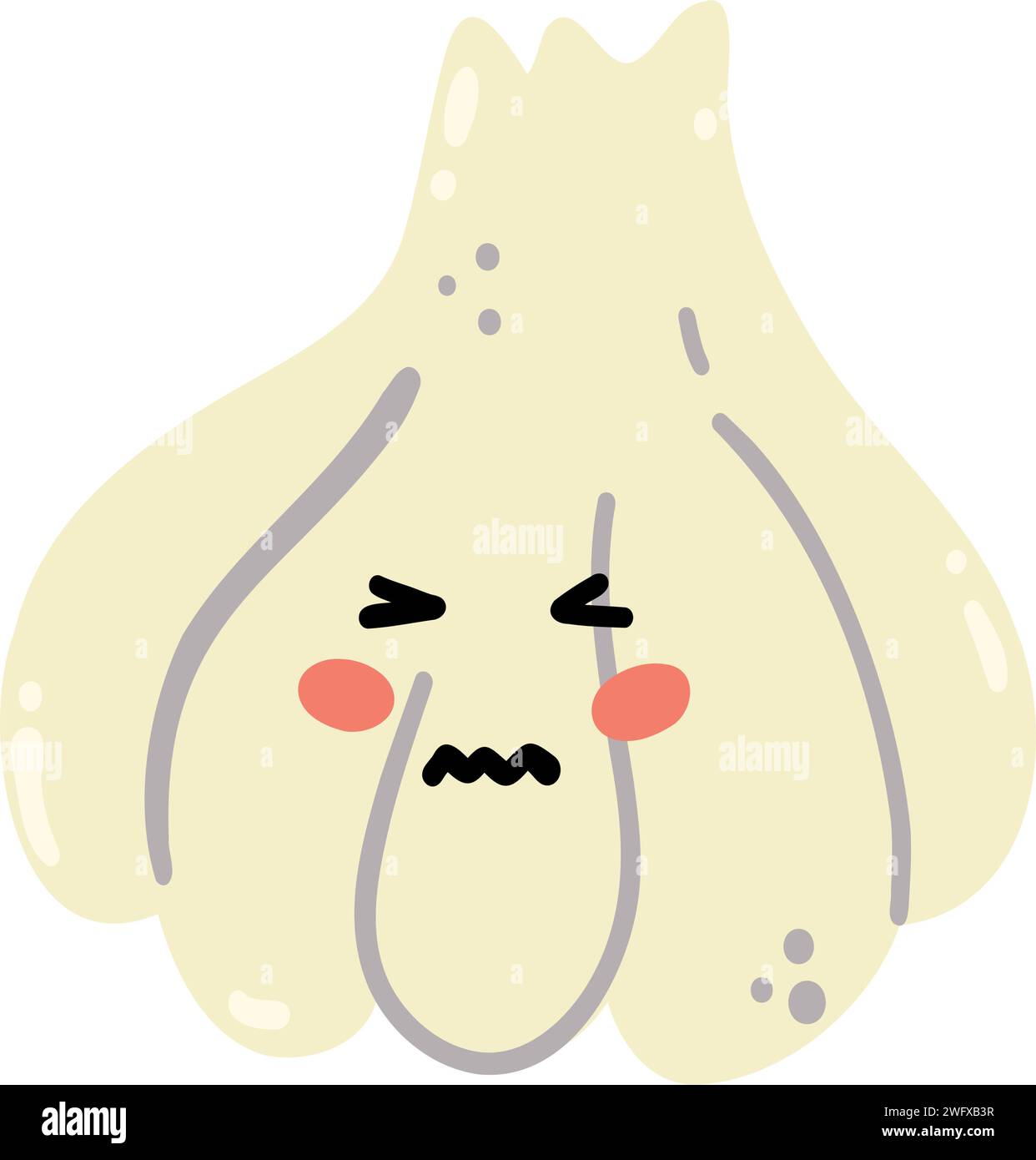 Cute hand drawn garlic smiling. Kawaii funny vegetable character for ...