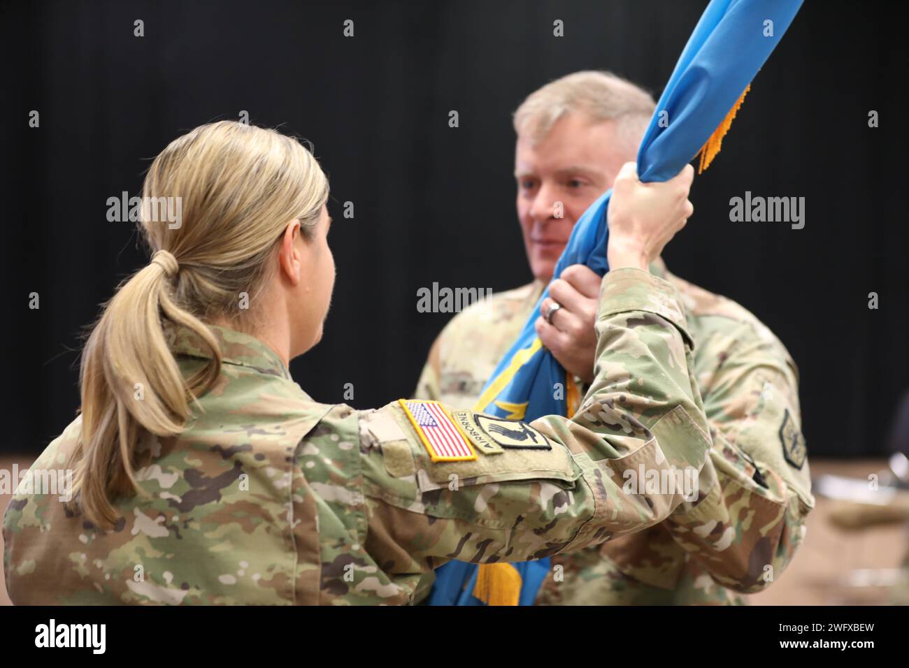 U.S. Army Reserve Col. Melissa Adamski, left, commander of the Military ...