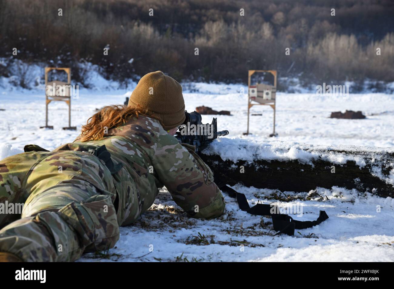 A U. S. Army paratrooper assigned to the 54th Brigade Engineer ...