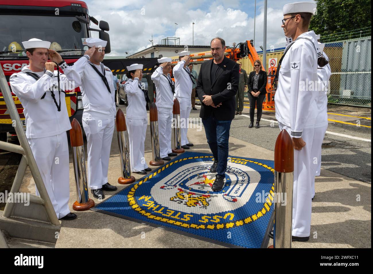 SINGAPORE—U.S. Ambassador to Singapore Jonathan E. Kaplan is piped ...