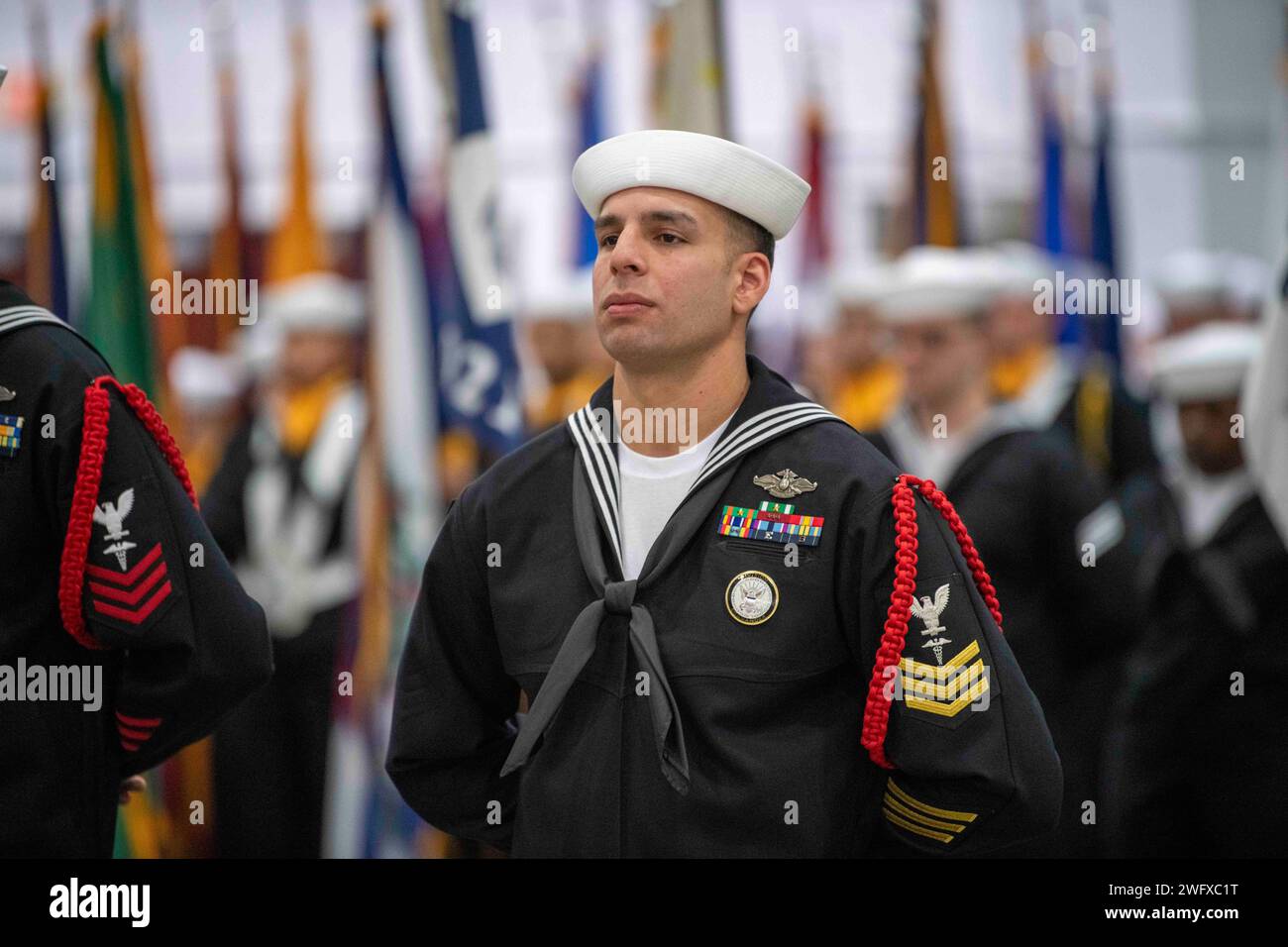 Hospital Corpsman 1st Class Jeffrey Gonzalez stands in front of his ...