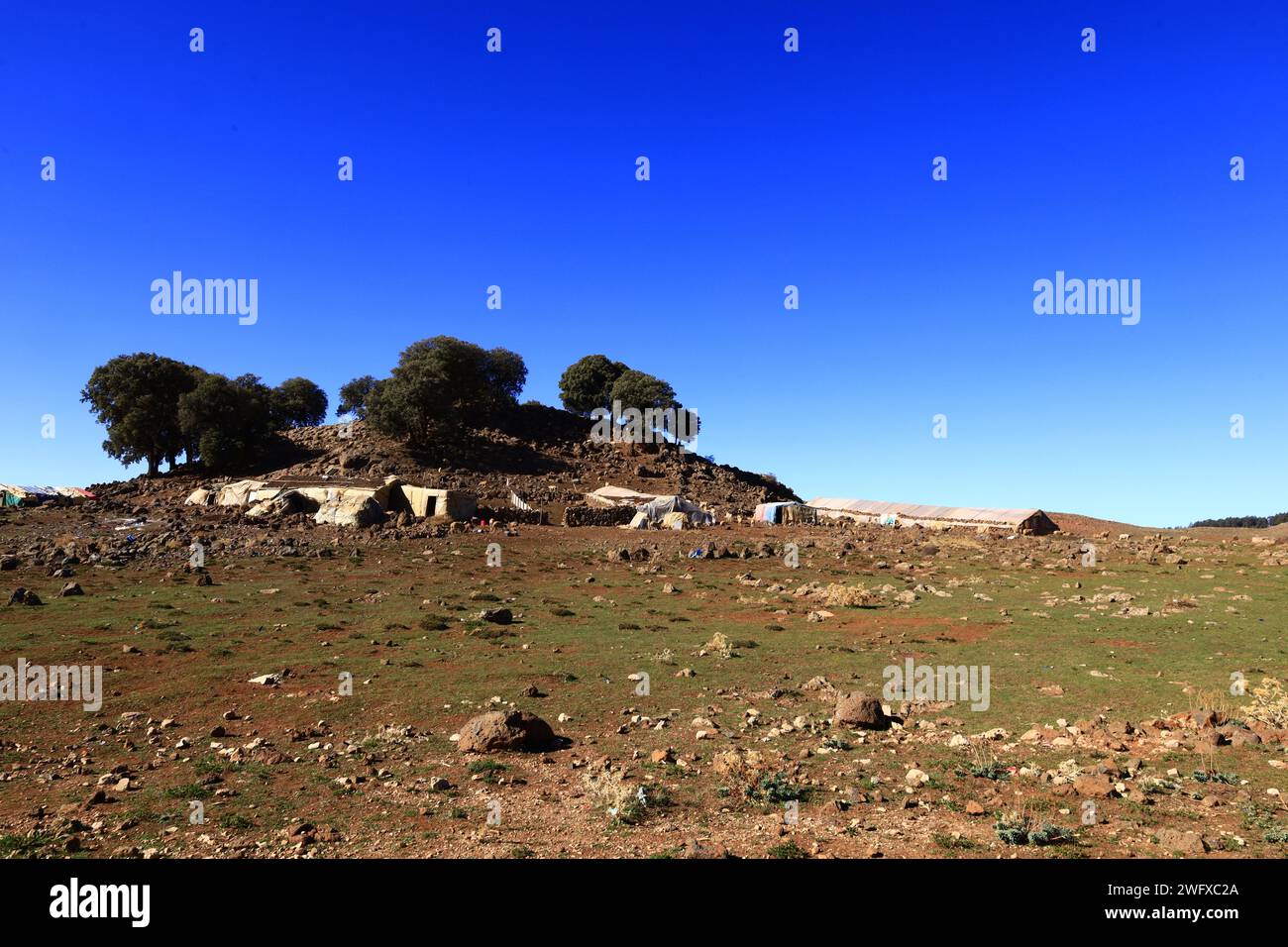 View on a mountain in the Middle Atlas which is a mountain range in ...