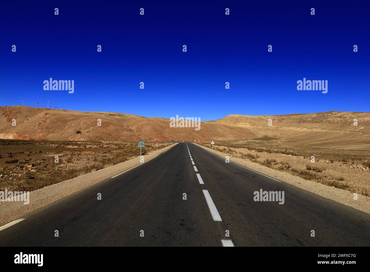 View on a road in the Middle Atlas which is a mountain range in Morocco ...