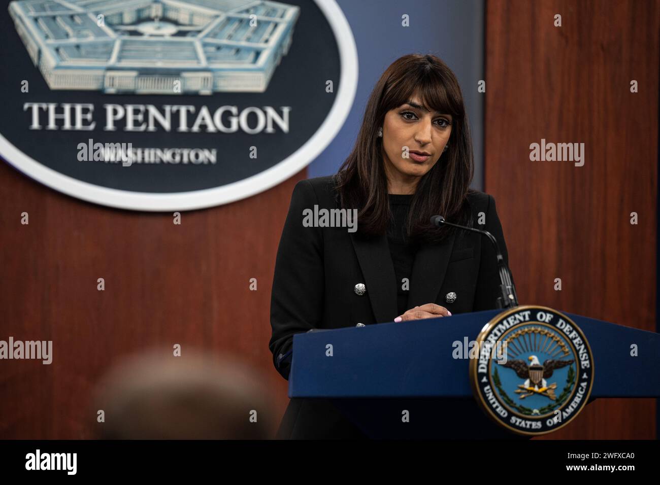 Deputy Pentagon Press Secretary Sabrina Singh conducts a press briefing ...