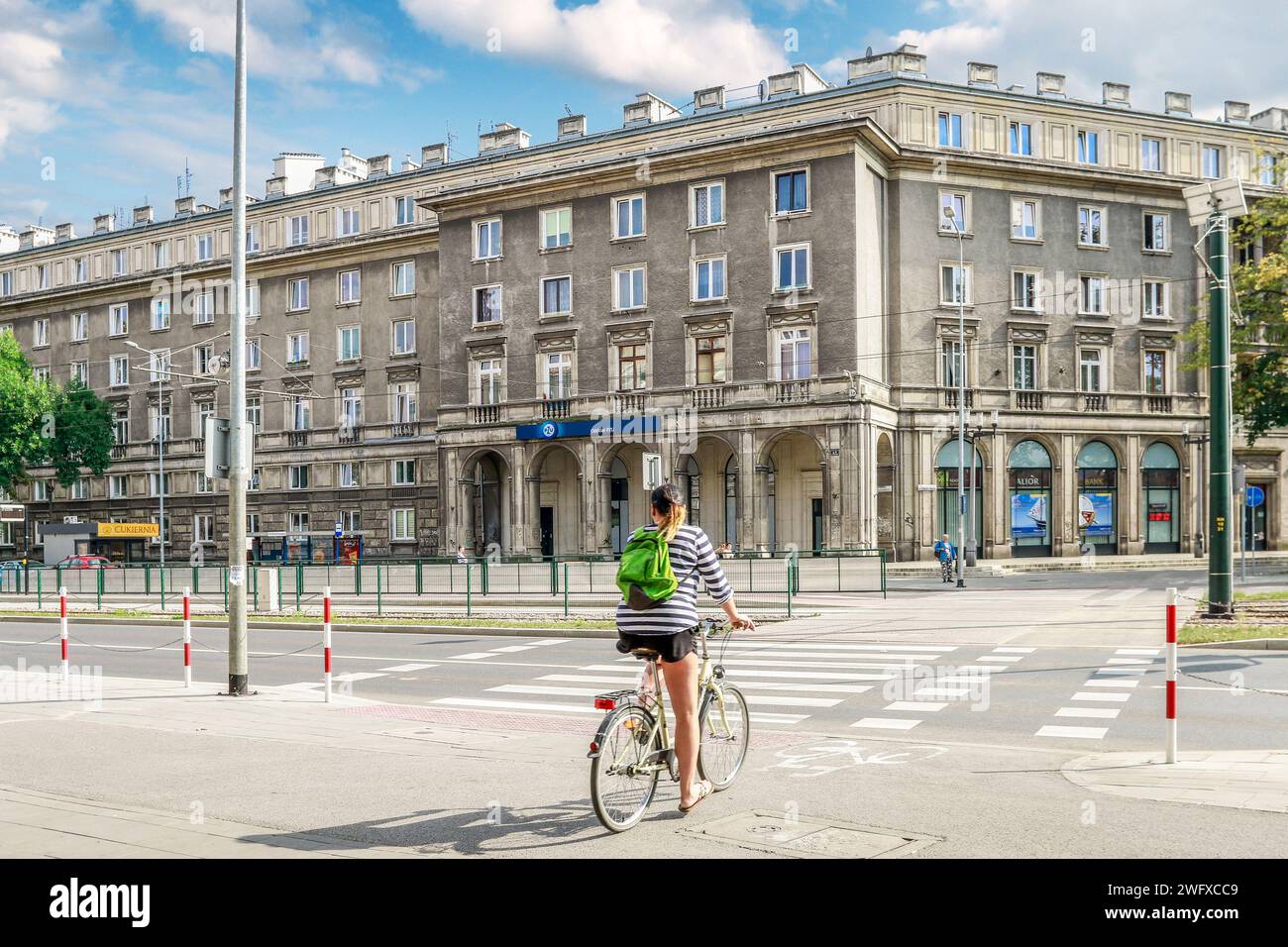 Architecture of Nowa Huta central runabout. Tourists destination Stock ...