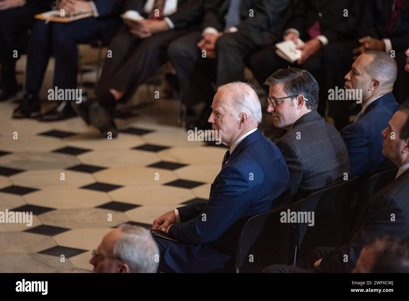 United States President Joe Biden sits in Statuary Hall in the Capitol ...