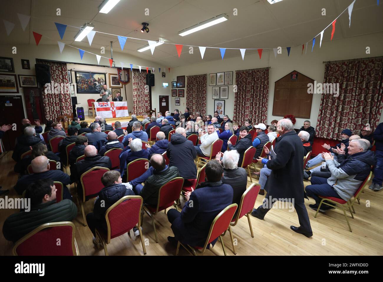 A public meeting at Moygashel Orange Hall, Belfast, after the agreement ...
