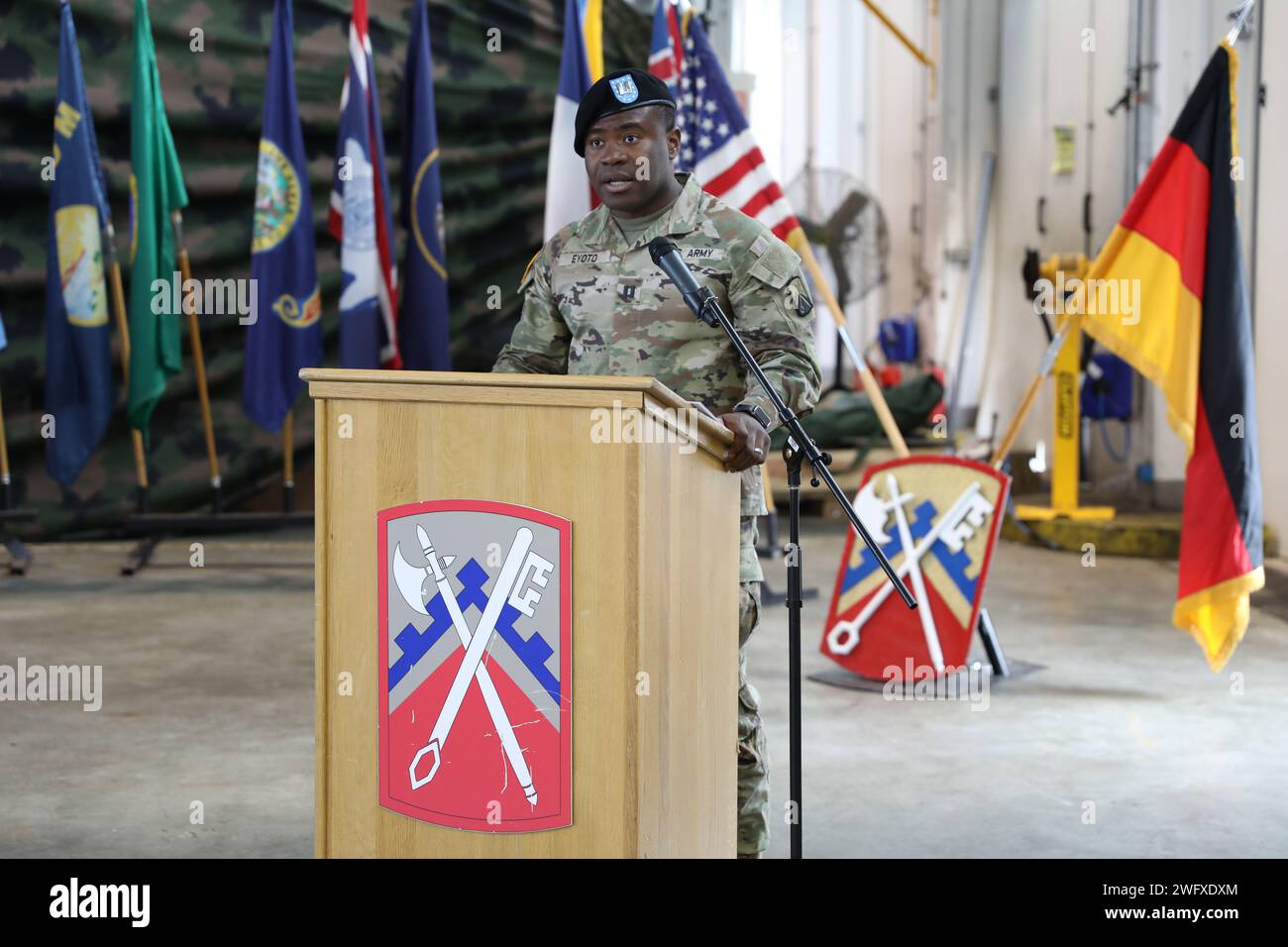 U.S. Army Capt. Elijah Eyoto, incoming commander, 66th Transportation ...