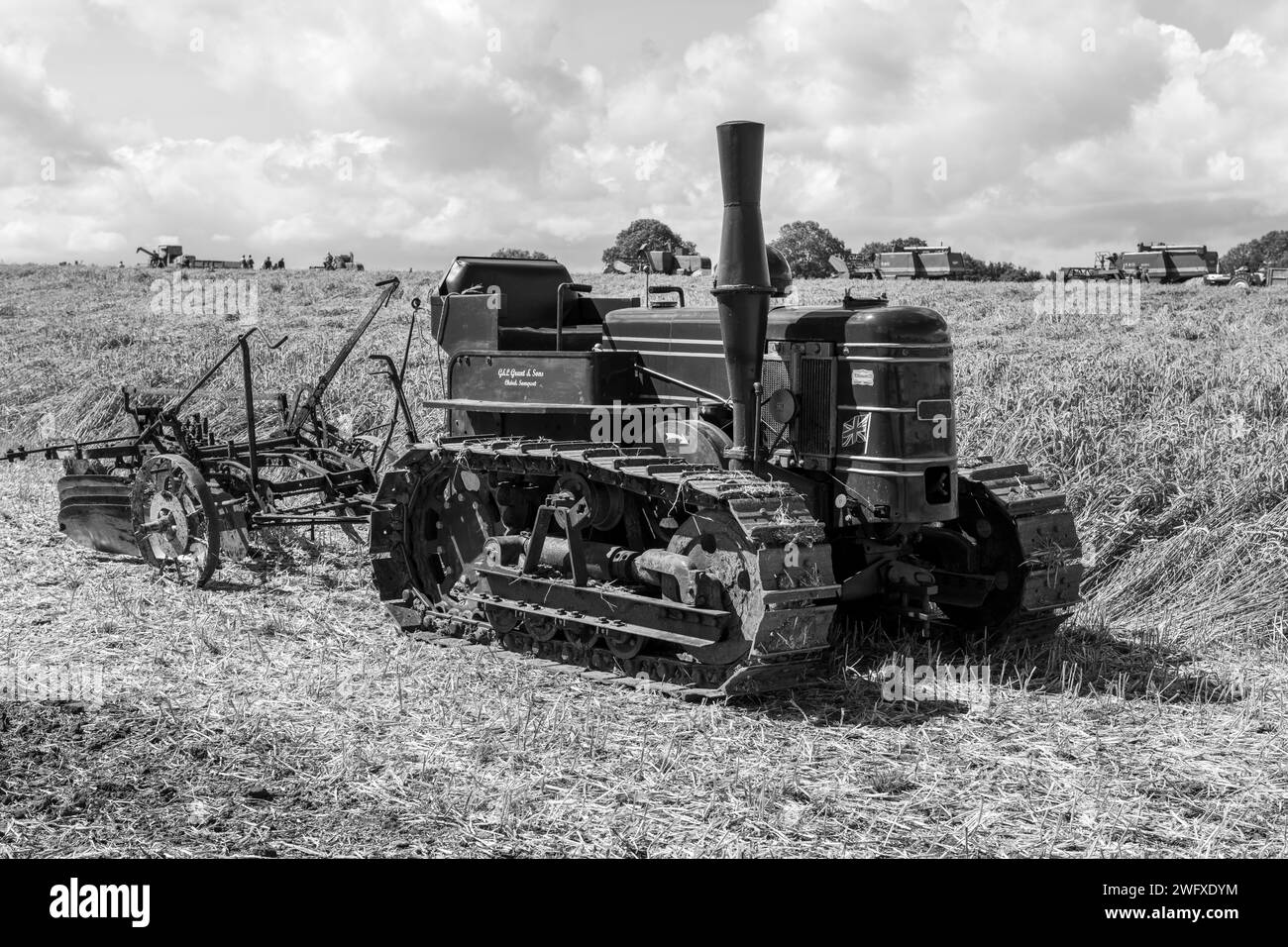 Tractor plough ploughing match Black and White Stock Photos & Images ...