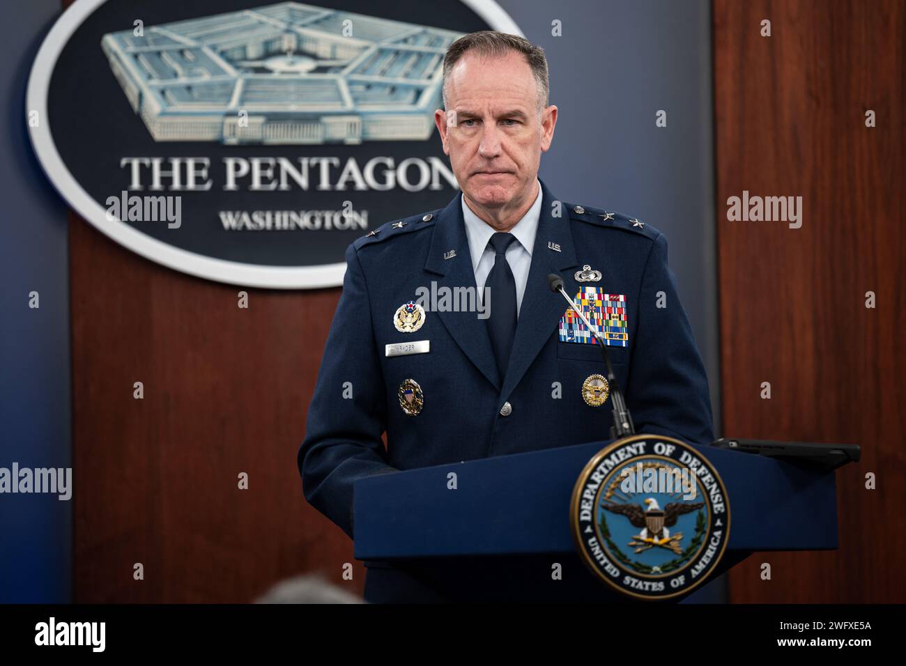 Pentagon Press Secretary U.S. Air Force Maj. Gen. Pat Ryder conducts a ...