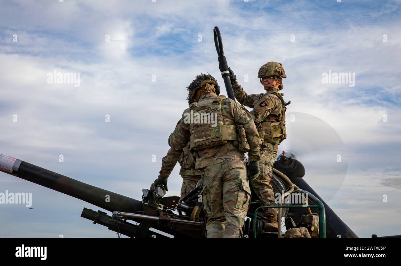 Second Lt. Hannah Yoder, an artillery soldier with Bravo Battery, 3rd Battalion, 320th Field ...