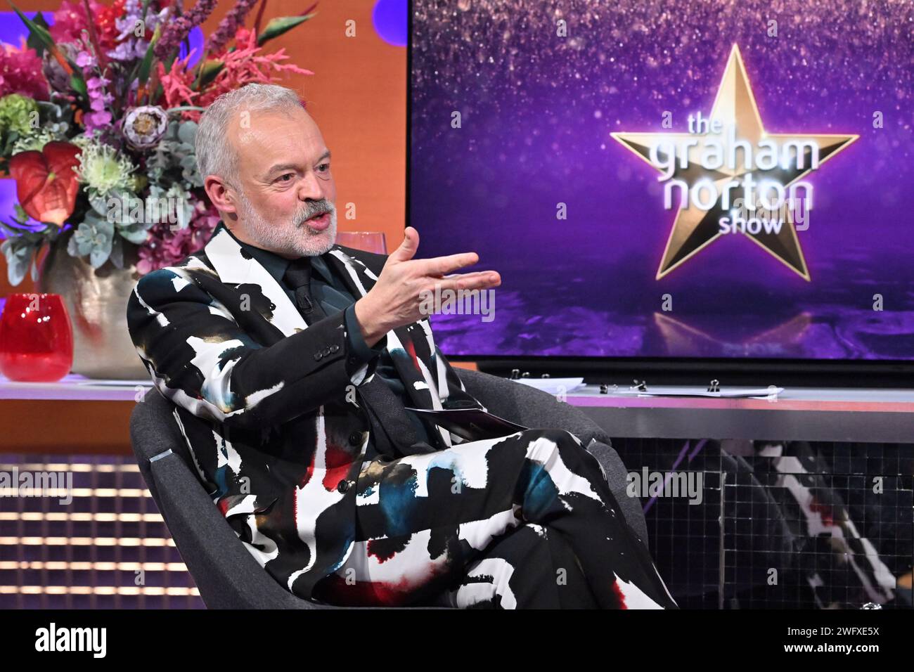 EDITORIAL USE ONLY Host Graham Norton during the filming for the Graham ...