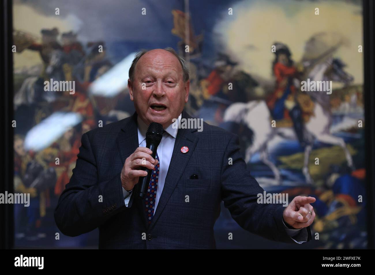 TUV leader Jim Allister speaking during a public meeting at Moygashel ...